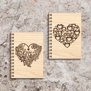 Mom Heart Notebook Cover Svg,floral Heart Notebook Svg,love Wooden ...