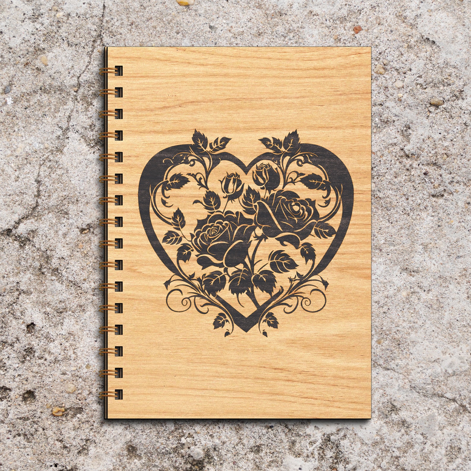 Bird Heart Notebook Cover Svg,floral Heart Notebook Svg,love Wooden ...
