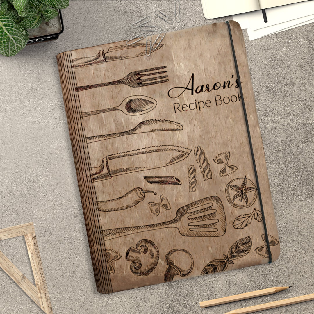 Personalized Recipe Book Cover Svg, Wooden Cookbook Recipes Laser Cut ...