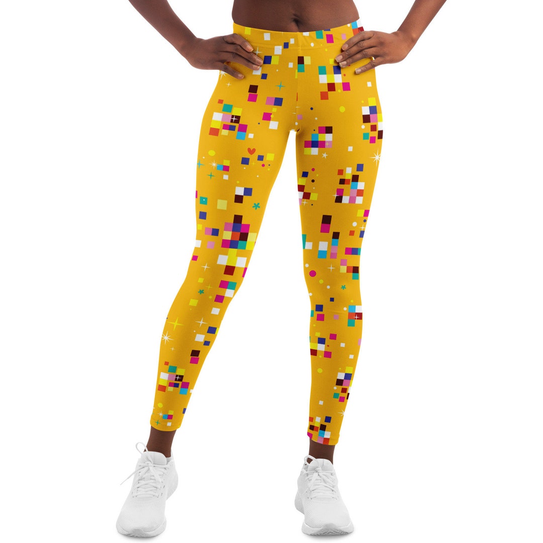 Yellow Abstract Pixel Art Leggings Trippy Pixel Pattern - Etsy