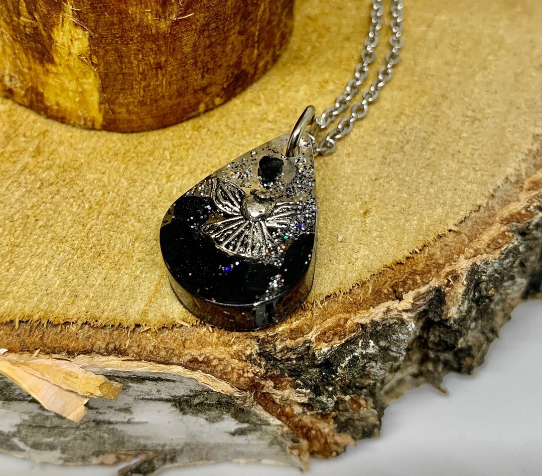 Obsidian Drop Medallion Angel Inclusion - Etsy