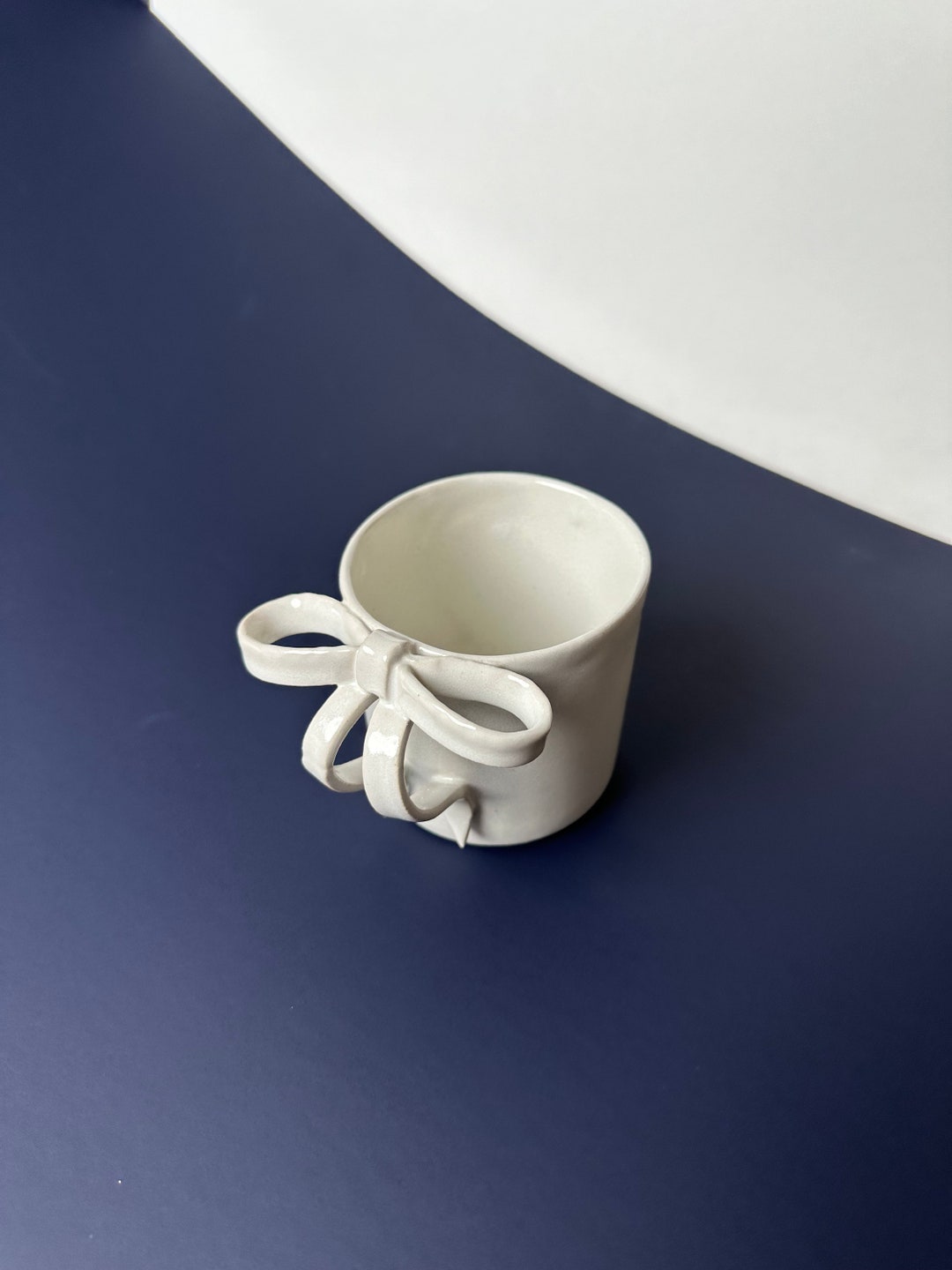 Handmade Stoneware Mug With Bow Handle, Special Design - Etsy