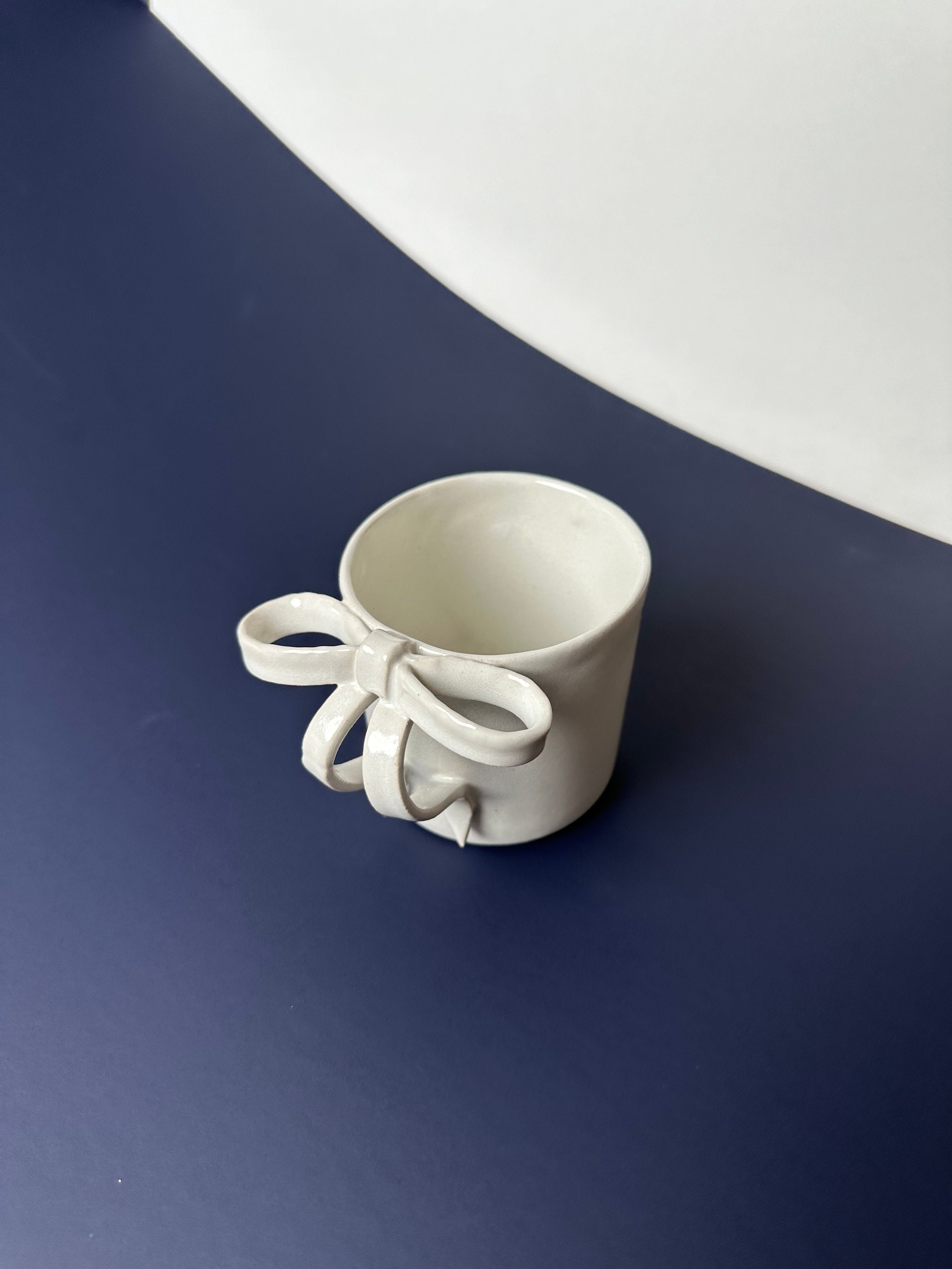 Handmade Stoneware Mug With Bow Handle, Special Design - Etsy