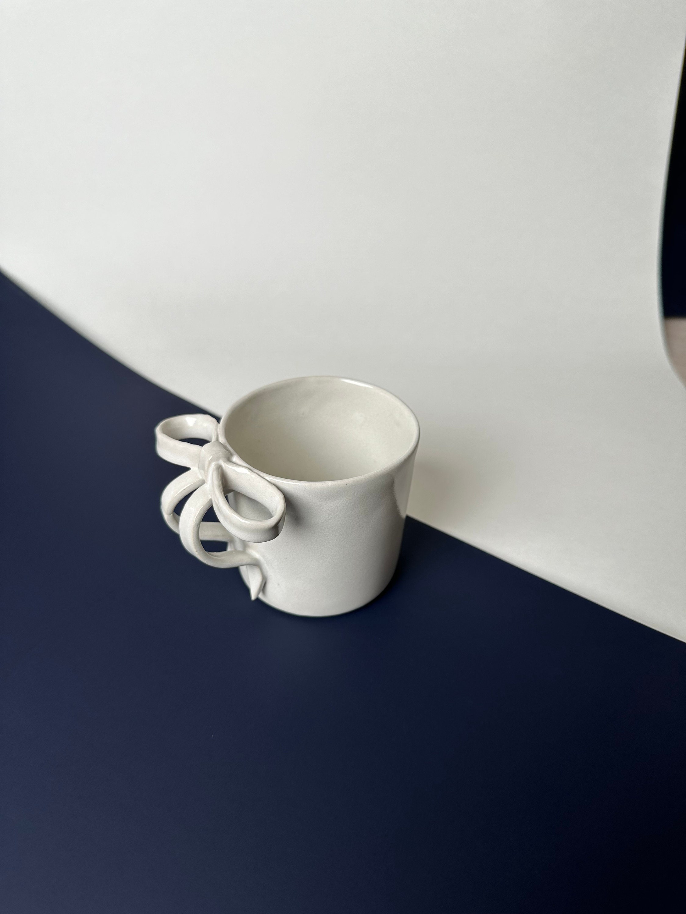 Handmade Stoneware Mug With Bow Handle, Special Design - Etsy