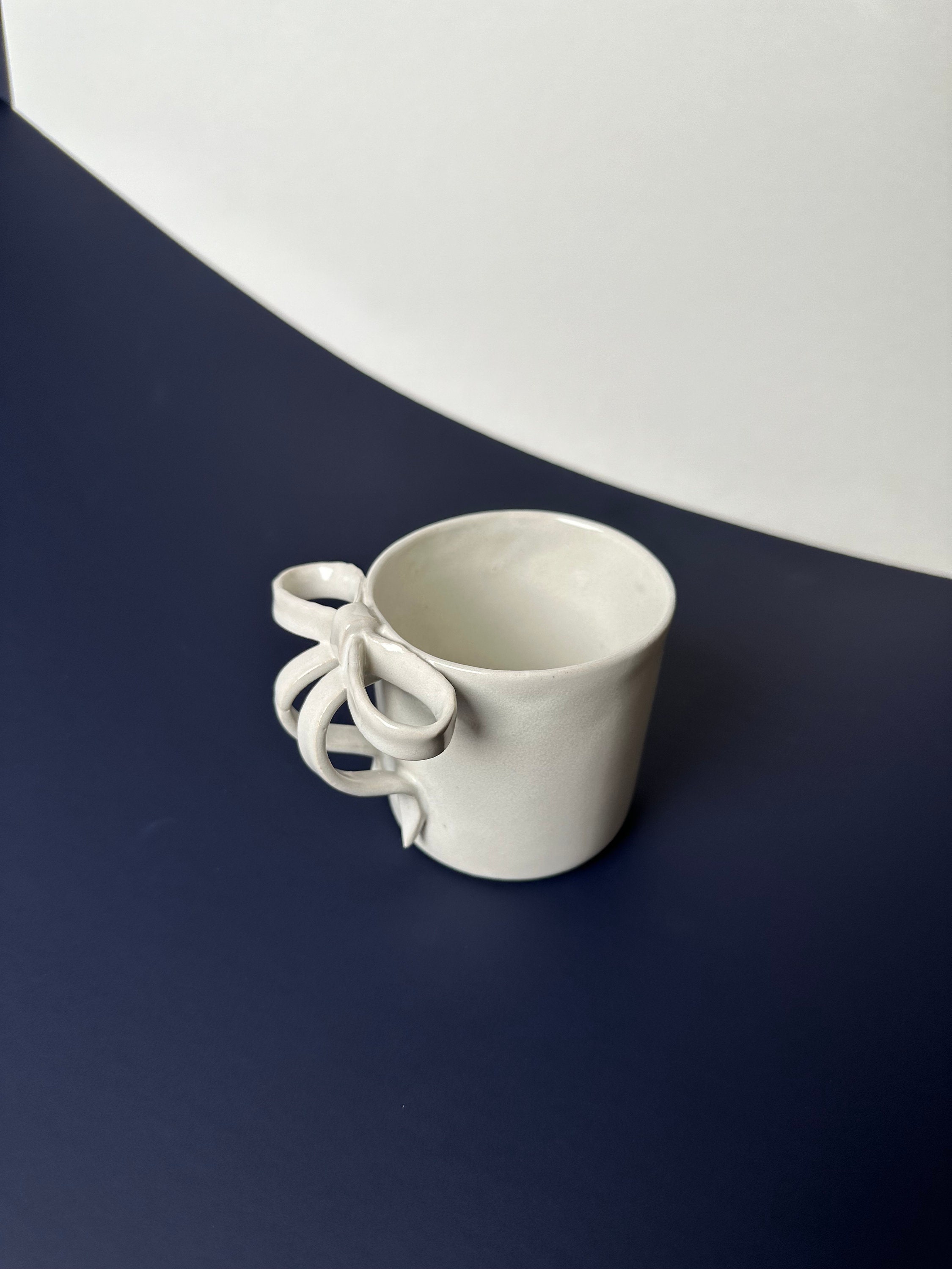 Handmade Stoneware Mug With Bow Handle, Special Design - Etsy