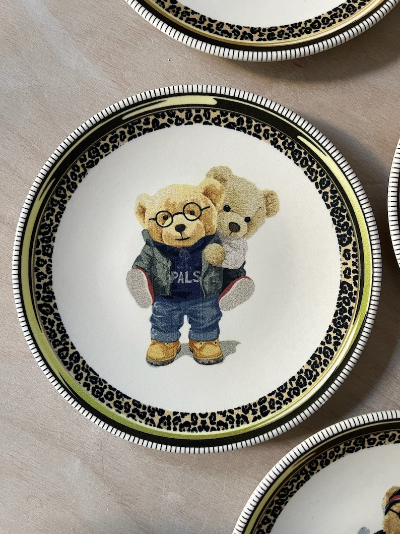 Create Your Own Ceramic Plate Set/ Set of 3 Teddy Mini Porcelain Plates ...