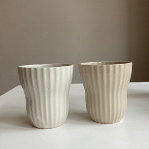 Wavy Ceramic Mug 200ml / 7 Oz , Stoneware, Ceramic Tumblers, No Handle ...
