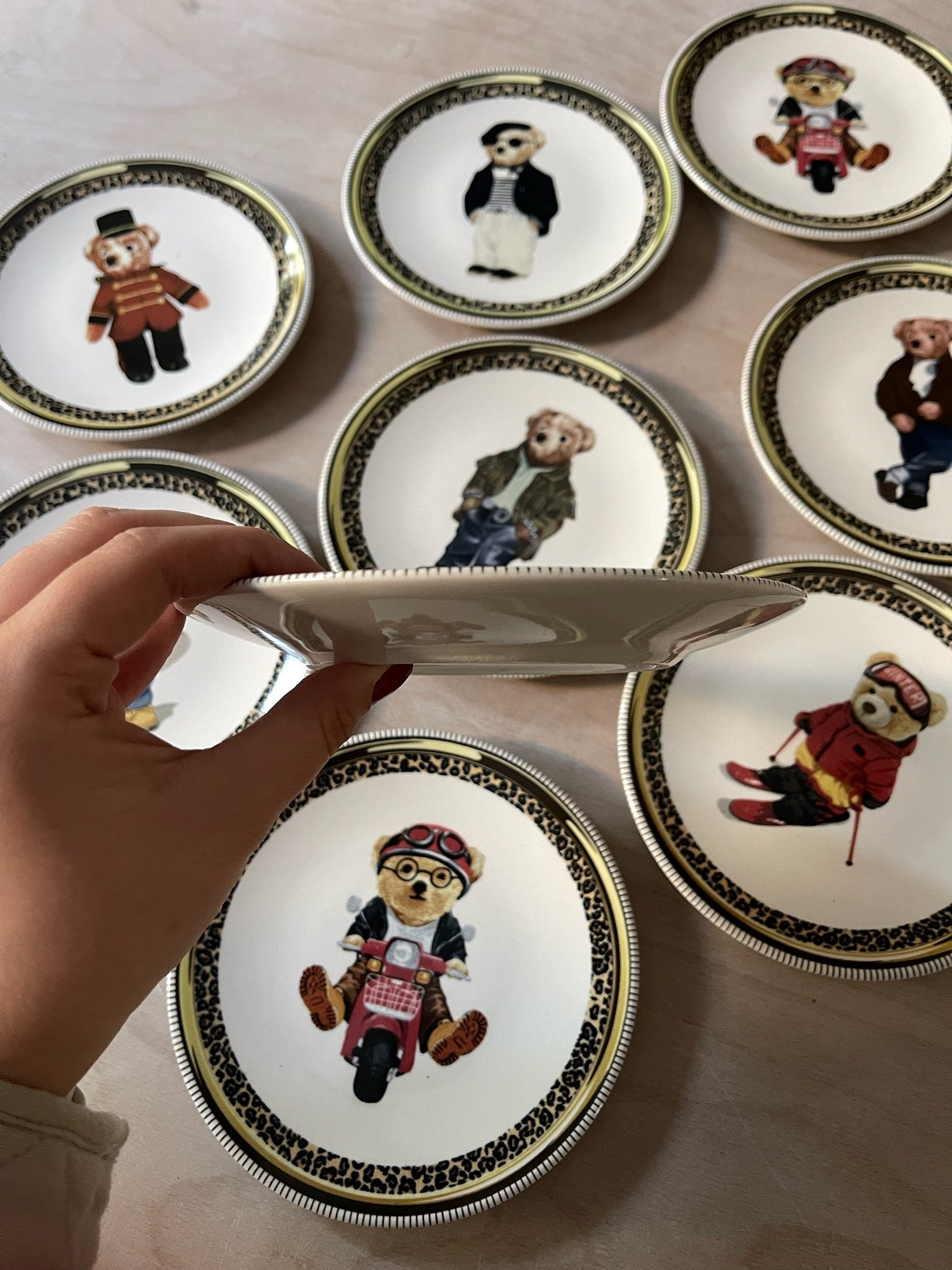 Create Your Own Ceramic Plate Set/ Set of 3 Teddy Mini Porcelain Plates ...