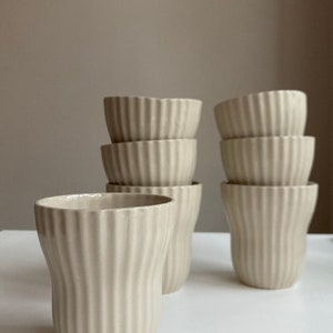 Wavy Ceramic Mug 200ml / 7 Oz , Stoneware, Ceramic Tumblers, No Handle ...