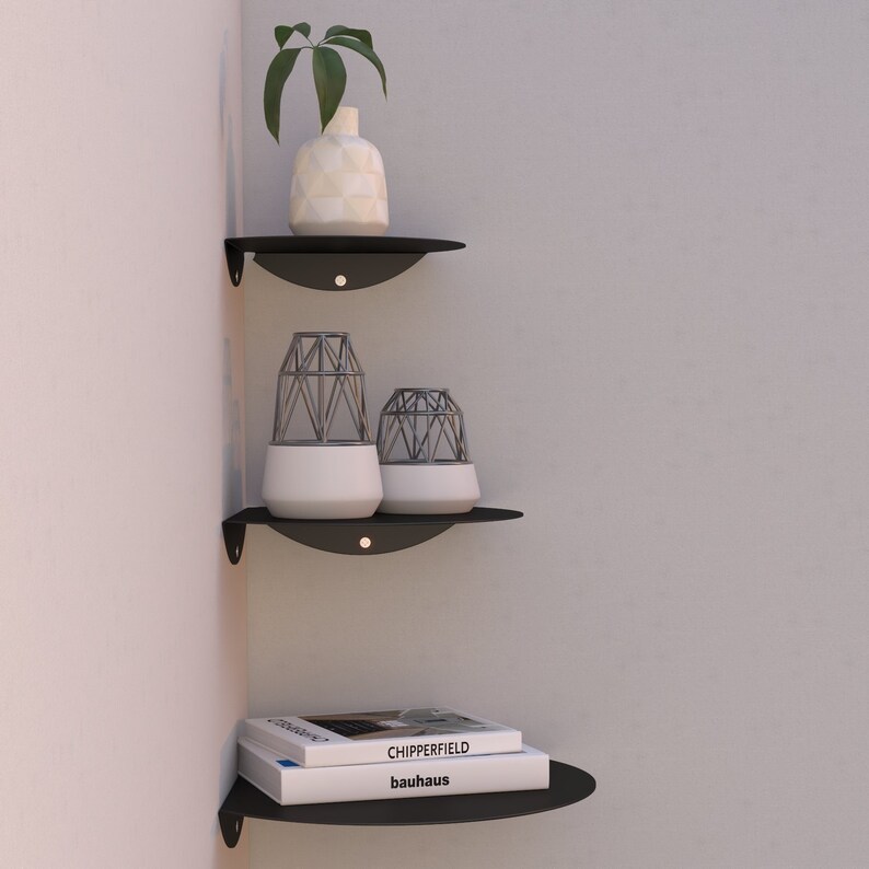 Corner Wall Shelf Black Metal Shelf Modern Metal Shelves - Etsy
