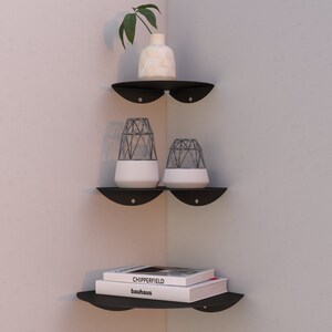 Corner Wall Shelf Black Metal Shelf Modern Metal Shelves, Minimalist ...