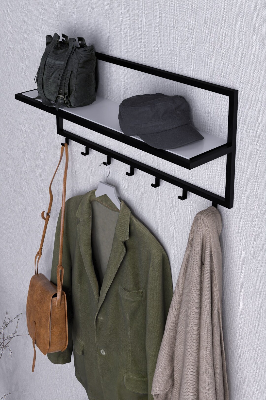 Entryway Organizer, Minimal Coat &hot Rack With Shelf Entryway, Coat ...
