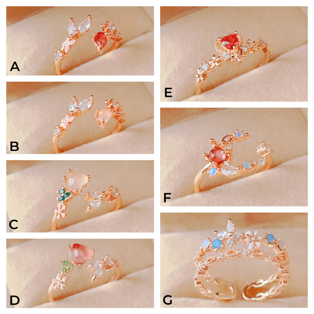 Rose Gold Cubic Zirconia Floral Ring, Rose Gold Heart Ring, Rose Gold ...