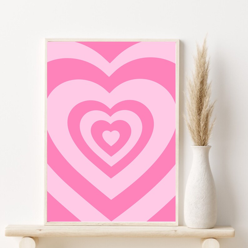 Pink Preppy Wall Art Set, Retro Wall Art Set of 6, Set of 6 Pink ...