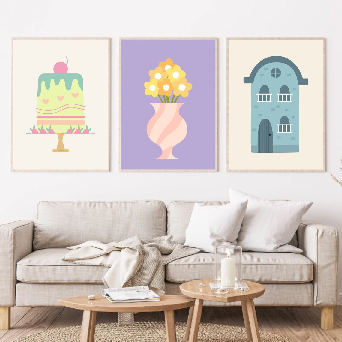 Danish Pastel Printable Set, Flower Market Poster, Retro Danish Pastel ...