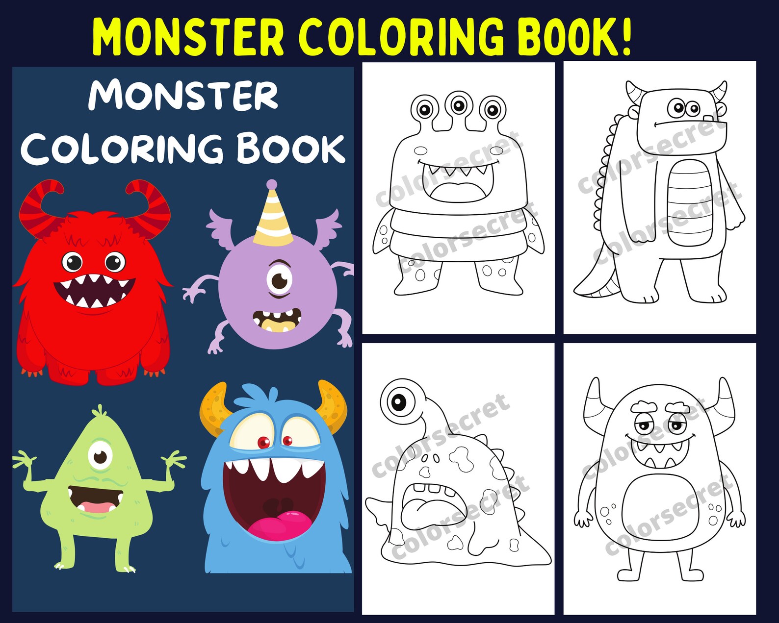 Coloring Book, Monster Coloring Book, Monster Coloring Pages, Printable ...