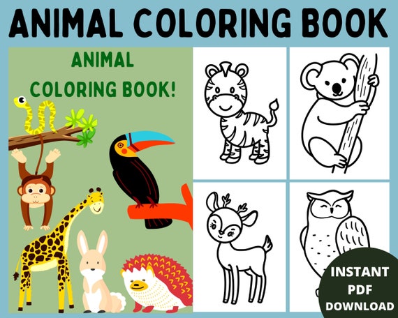 Animal Pdf Coloring Pages Coloring Pages Svg Birthday - Etsy