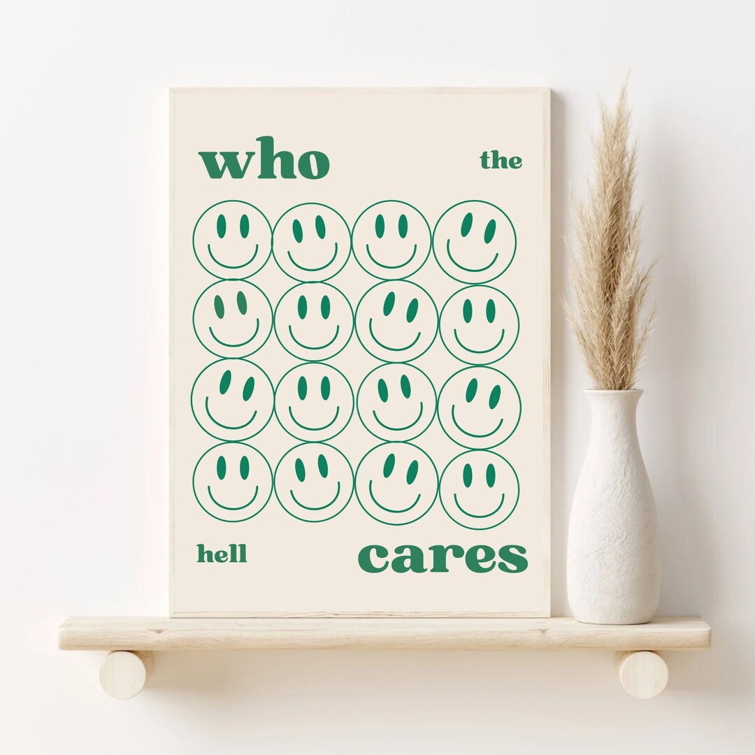 Smiley Face Poster, Groovy Poster, Sage Green Wall Art, Y2k Wall Decor ...