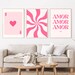 Pink Preppy Wall Art Set, Retro Wall Art Set of 6, Set of 6 Pink ...