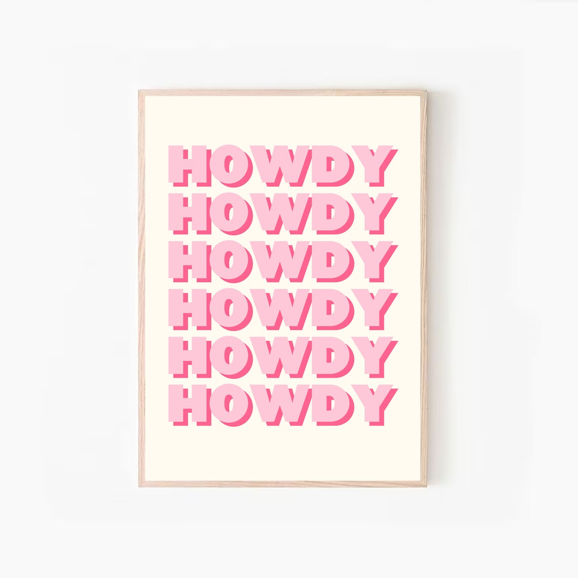 Pink Cowgirl Poster, Howdy Cowgirl Print, Pink Preppy Wall Art Set ...