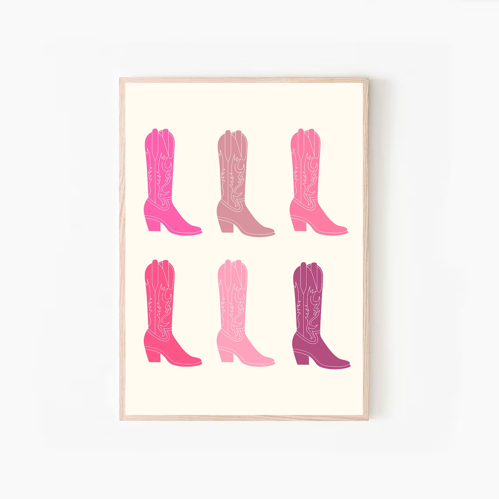 Pink Cowgirl Poster, Howdy Cowgirl Print, Pink Preppy Wall Art Set ...