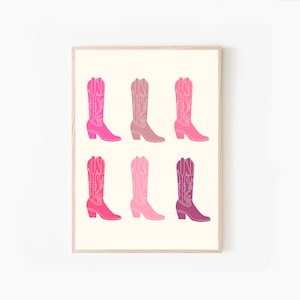 Pink Cowgirl Poster, Howdy Cowgirl Print, Pink Preppy Wall Art Set ...