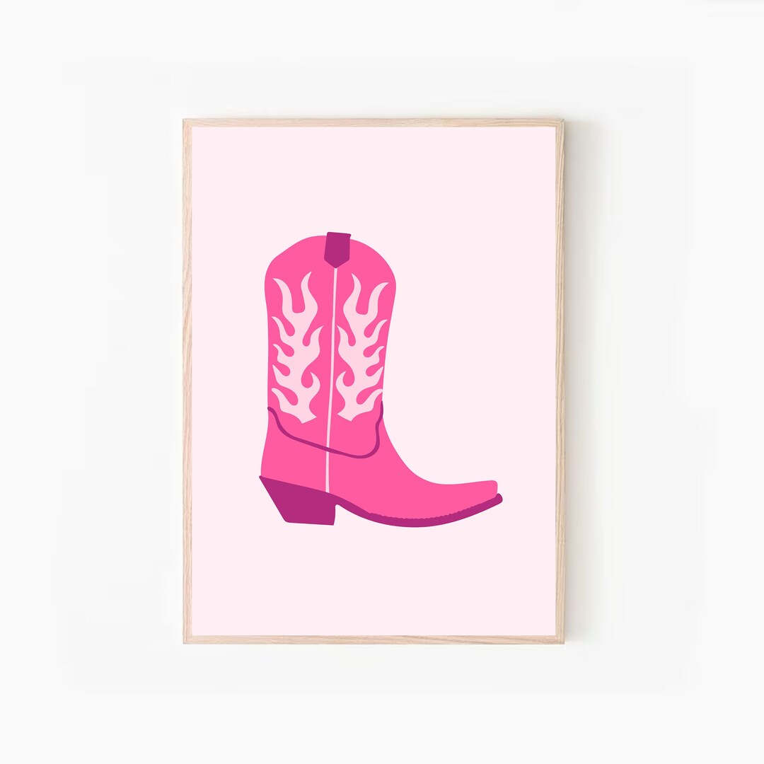 Pink Cowgirl Poster, Howdy Cowgirl Print, Pink Preppy Wall Art Set ...