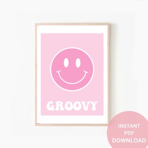 Retro Wall Art Set of 6, Pastel Danish Decor, Pink Preppy Wall Art ...