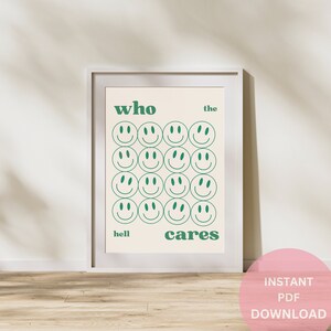 Smiley Face Poster, Groovy Poster, Sage Green Wall Art, Y2k Wall Decor ...