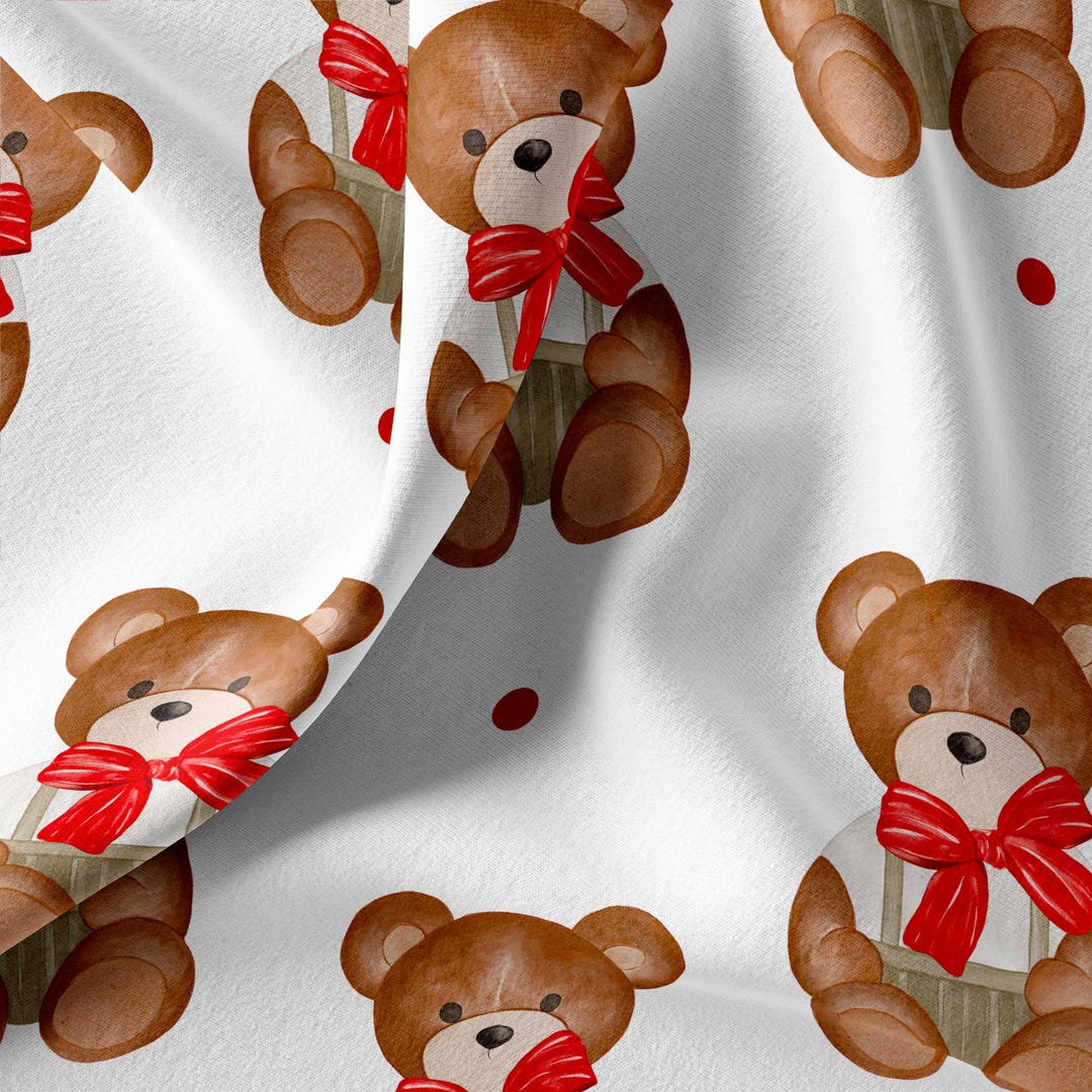 Teddy Bear Pattern, Fabric Print, Christmas Pattern, Christmas ...