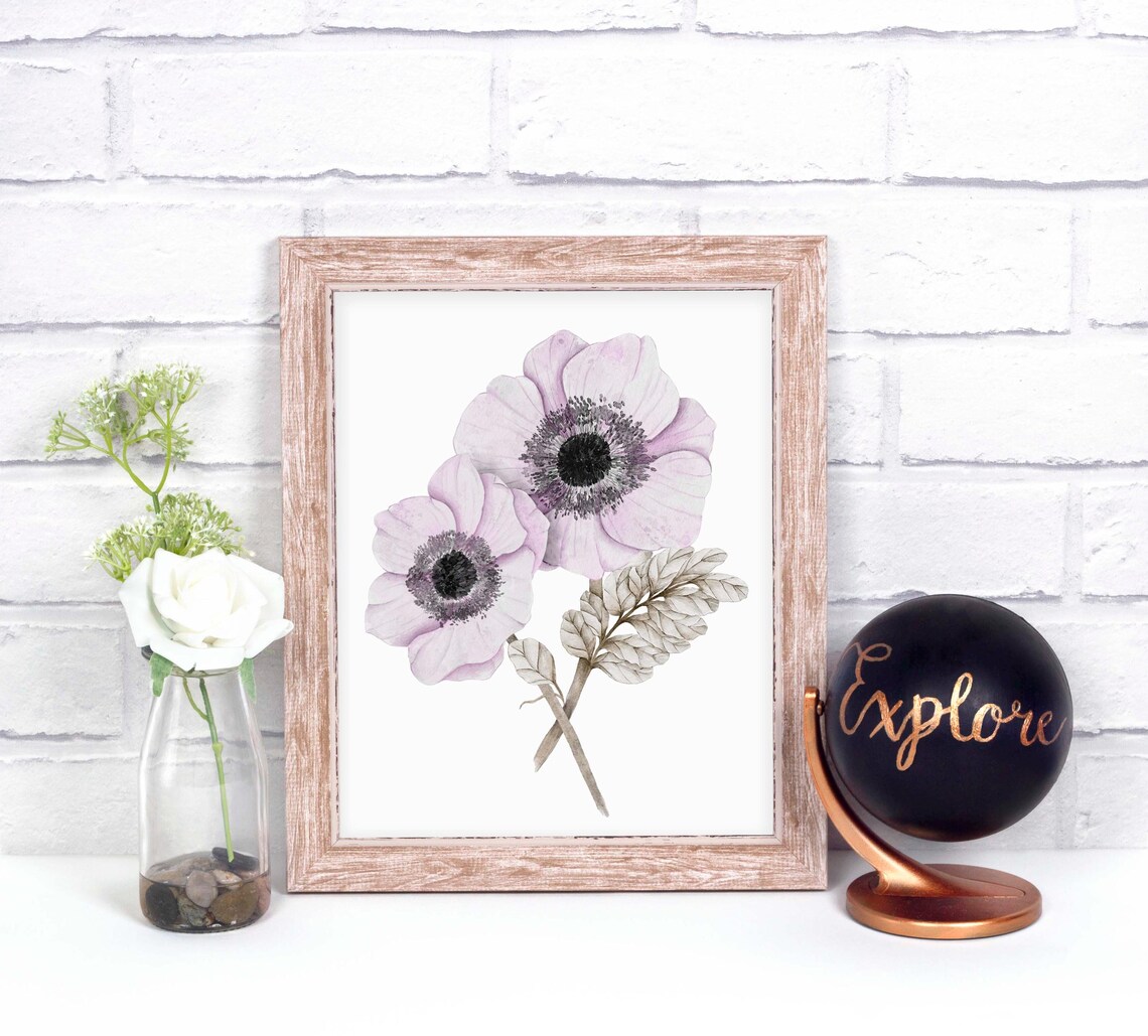 Watercolor, Purple Flowers Poster, Nursery Art, Wall Art, Kids Room Art ...