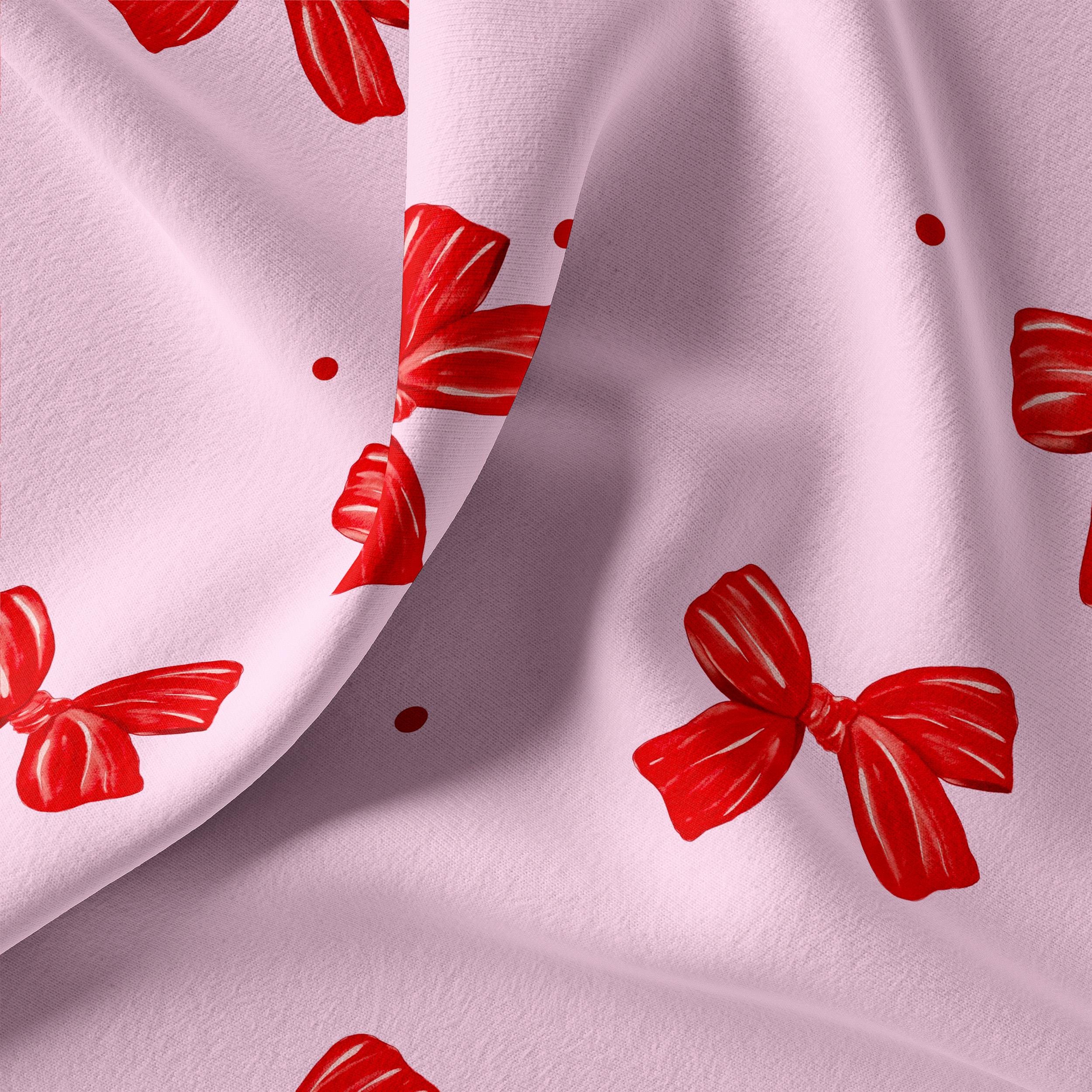 Red Bows, Pink Background, Seamless Pattern, Christmas Theme, Bow ...