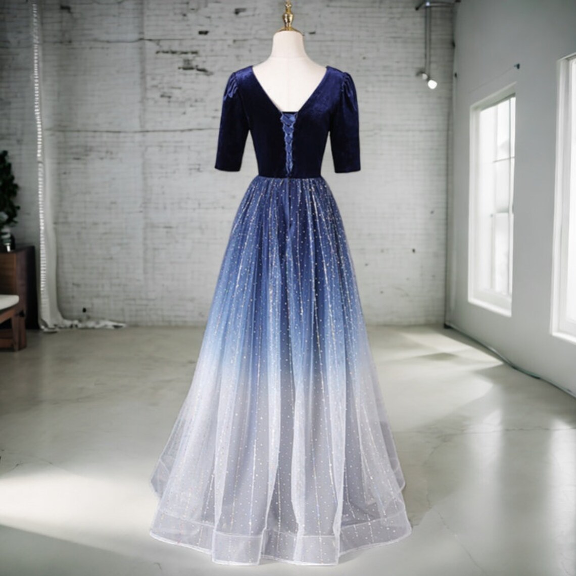 Dania Plus Size Black Navy Blue Retro Vintage A Line Ombre Tulle Mother ...