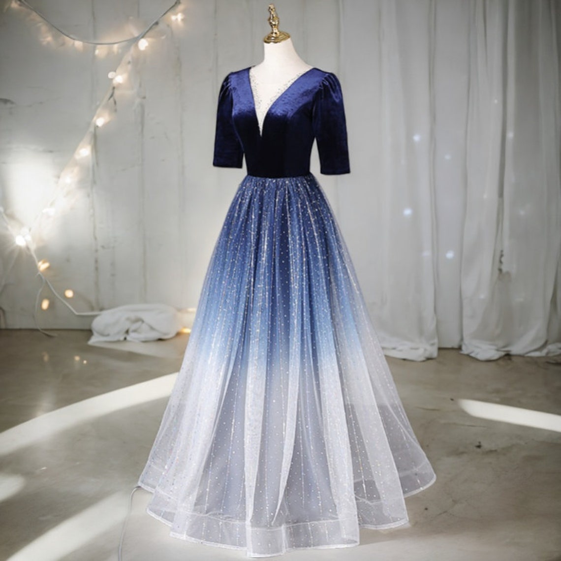 Dania Plus Size Black Navy Blue Retro Vintage A Line Ombre Tulle Mother ...