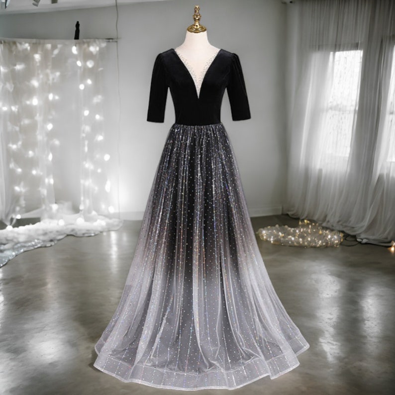 Dania Plus Size Black Navy Blue Fairytale Romantic Gradient Ombre ...