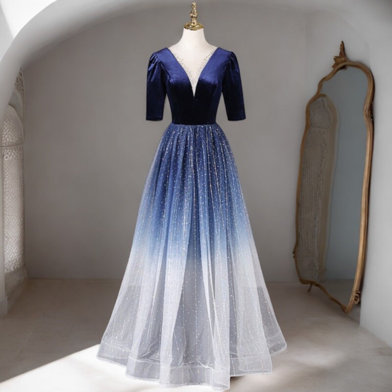 Dania Plus Size Black Navy Blue Retro Vintage A Line Ombre Tulle Mother ...