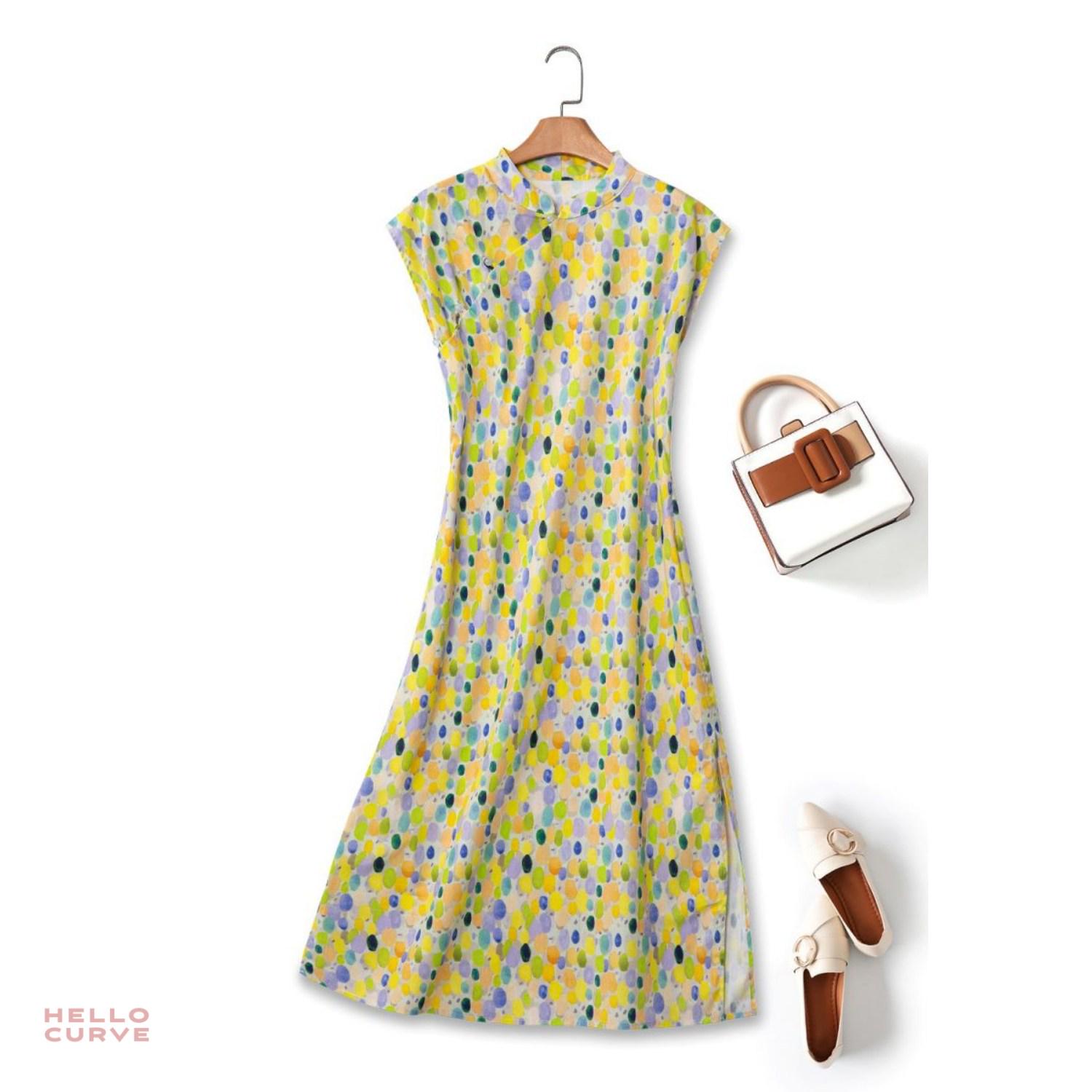 Plus Size Qipao Cheongsam Chinese Mandarin Oriental Cocktail Yellow ...