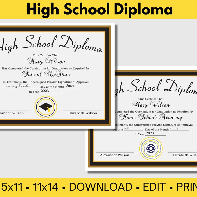 Homeschool Diploma Template - Etsy