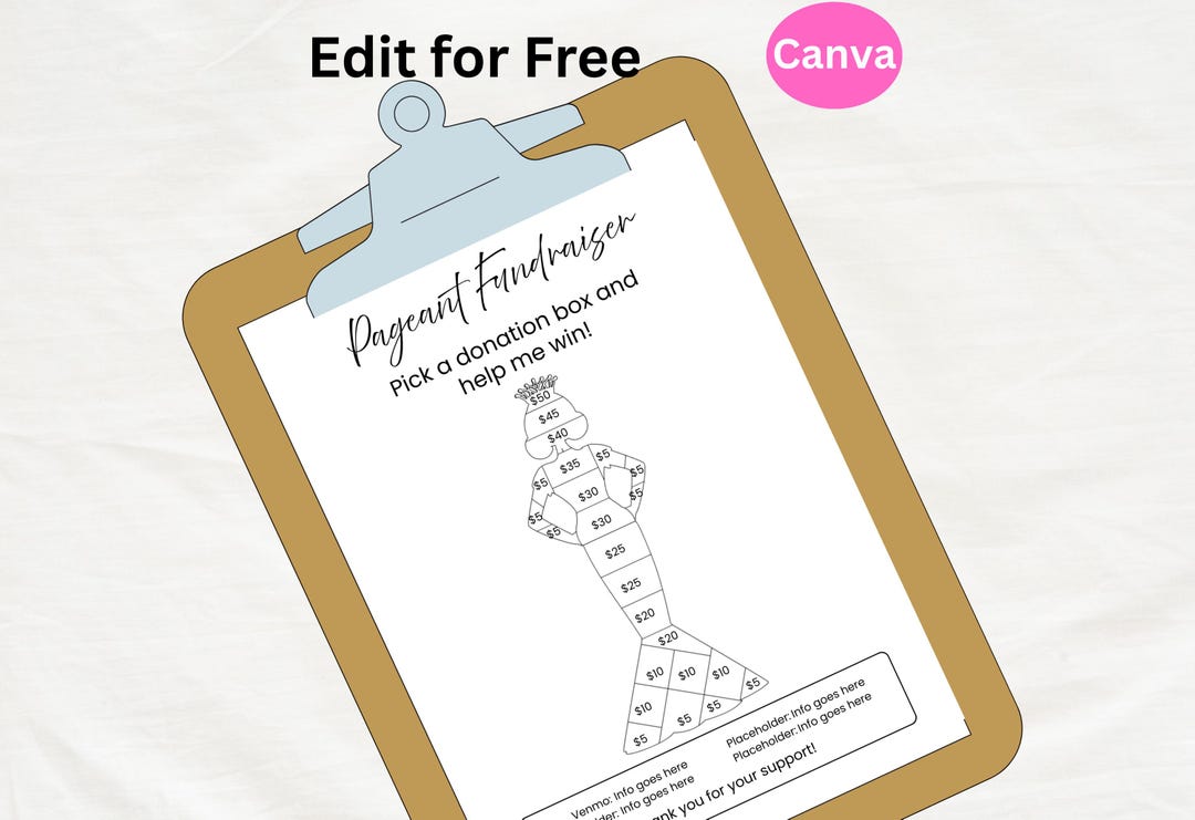Pageant Fundraiser Template, Color My Gown, Pageant Gown Editable Canva ...