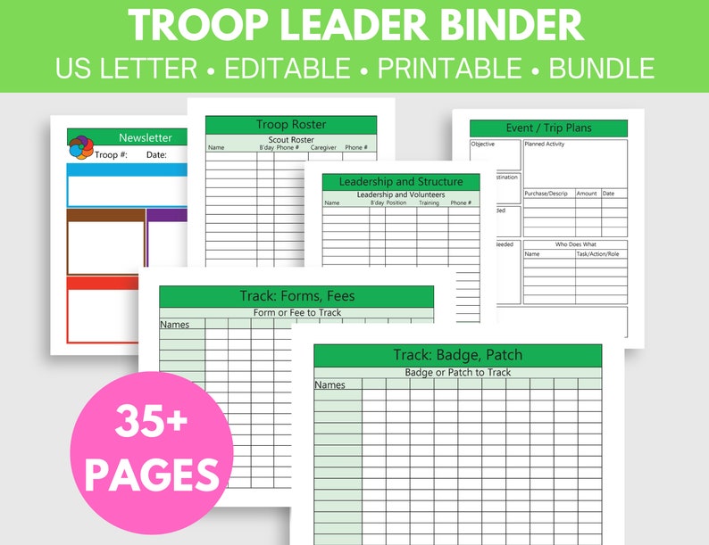 Scout Troop Leader Binder! Planning For- Meeting, Activity, Trip ...