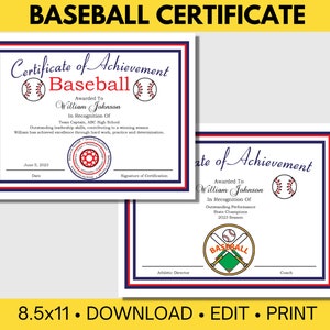 Baseball Certificate Template for Awards, Support Great Athletes With ...