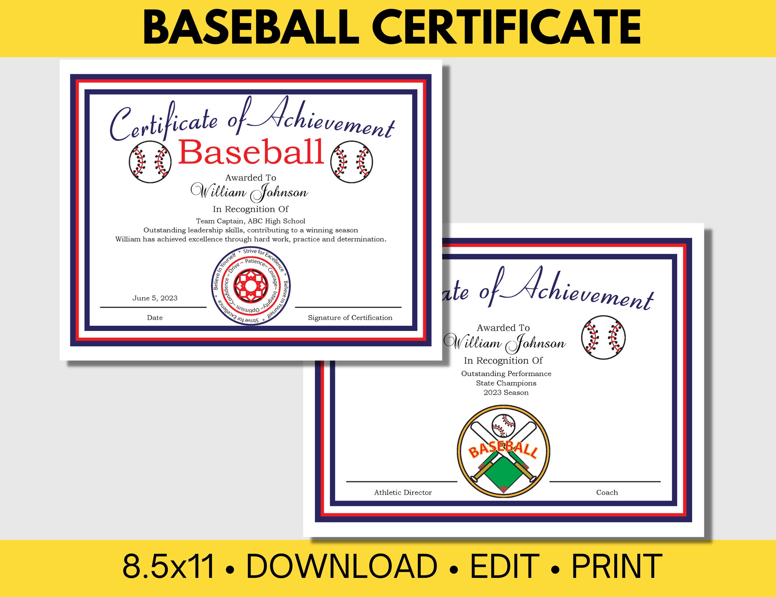 Baseball Certificate Template for Awards, Support Great Athletes With ...
