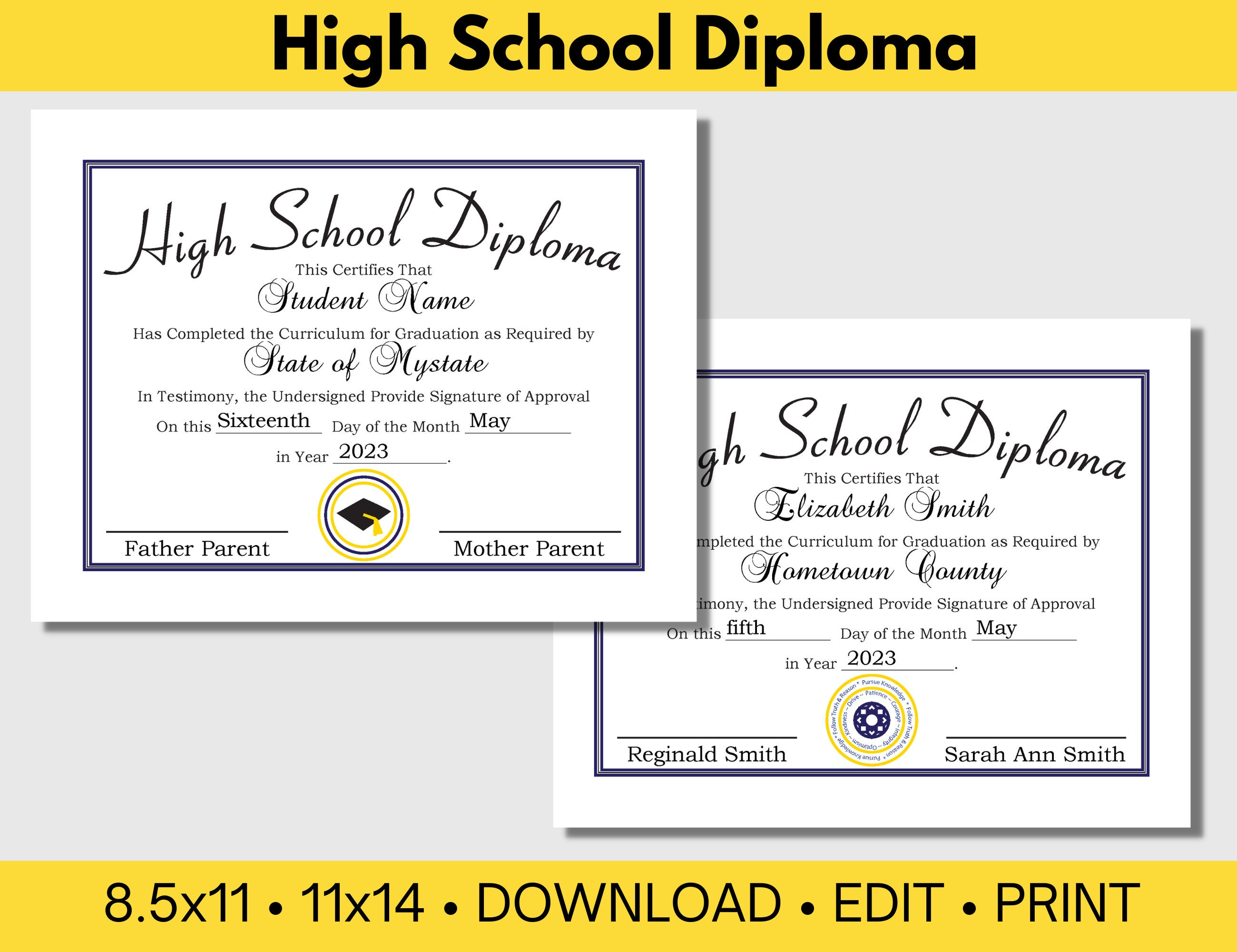Homeschool Diploma Template, Edit the Template & Print to Create ...