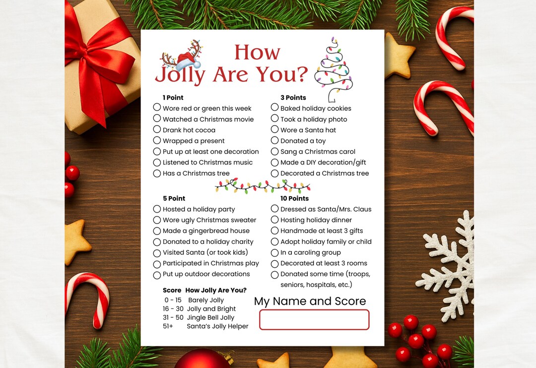 How Jolly Are You? Game for Friends, Family and Coworkers, Christmas ...
