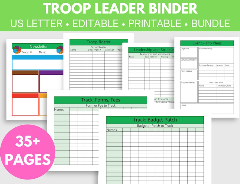 Scout Troop Leader Binder Planning For Meeting Activity - Etsy