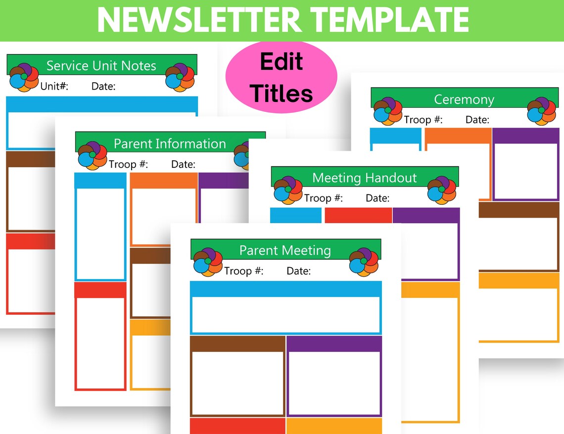 Scout Troop Newsletter Template/meeting Handout for Scout - Etsy