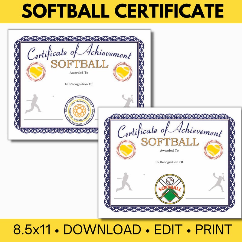 Softball Award Template - Etsy