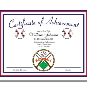 Baseball Certificate Template for Awards, Support Great Athletes With ...