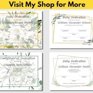 Dedication Certificate Template for Baby's Dedication to God, Download ...