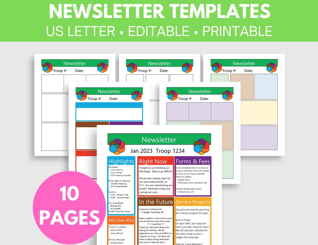 Scout Troop Newsletter Template/meeting Handout for Scout Meeting ...